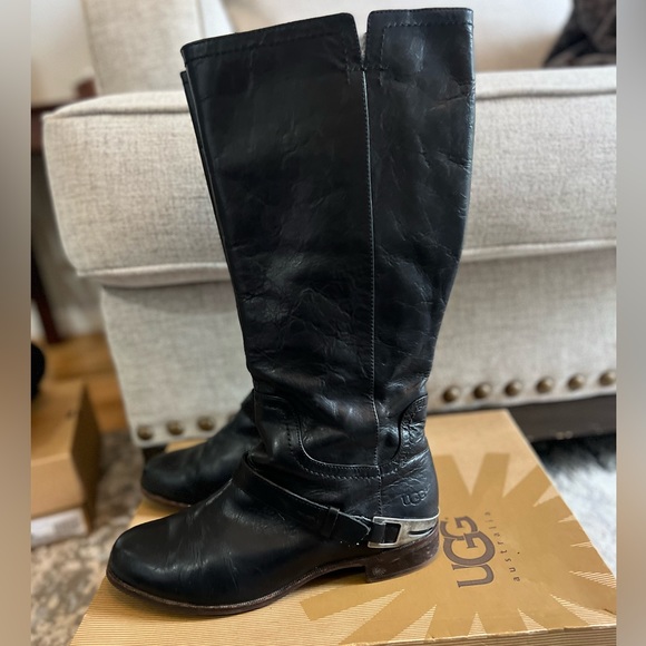 UGG | Shoes | Ugg Channing Black Leather Boots | Poshmark